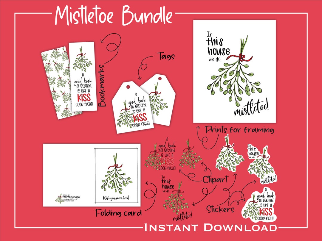 Mistletoe Printable Bundle, Book Lover Christmas Gift, Gift Basket ...