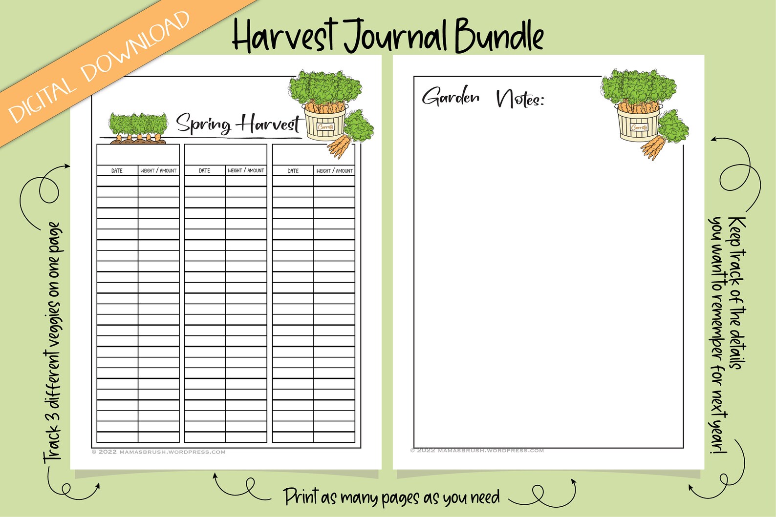 Garden Journal | Garden Records | Harvest Journal | Harvest Records ...