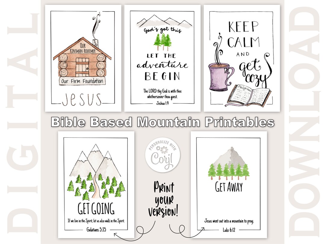 Editable Mountain Theme Christian Prints Cabin Decor Corjl - Etsy