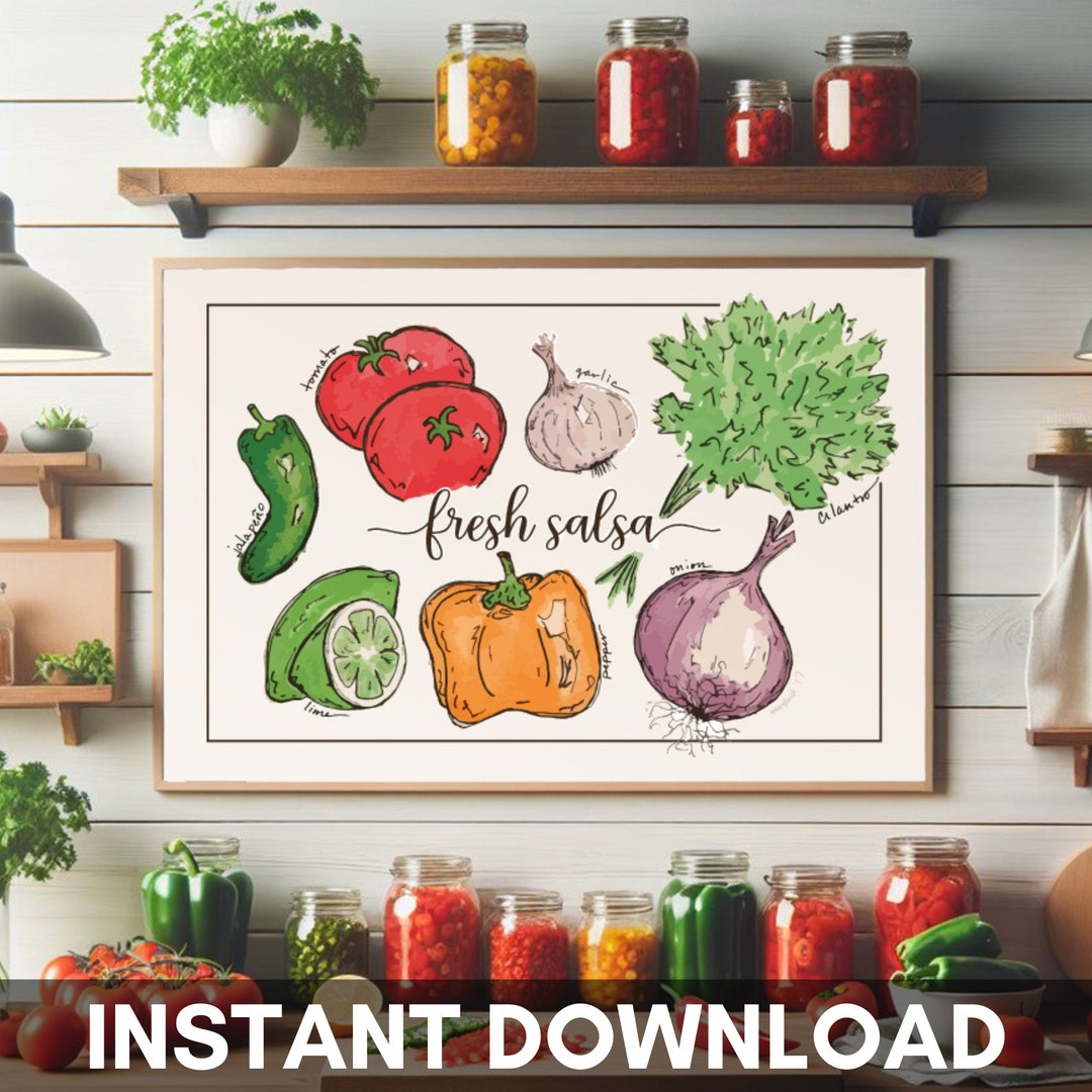 Fresh Salsa Wall Art | Kitchen Wall Art | Garden Decor | Fresh Veggies ...