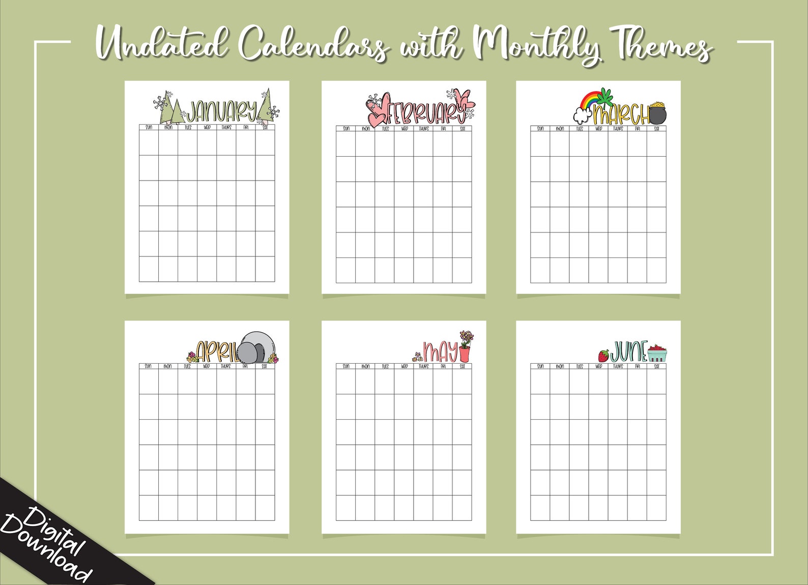 Monthly Calendar Set | Seasonal Calendars | Perpetual Calendar ...