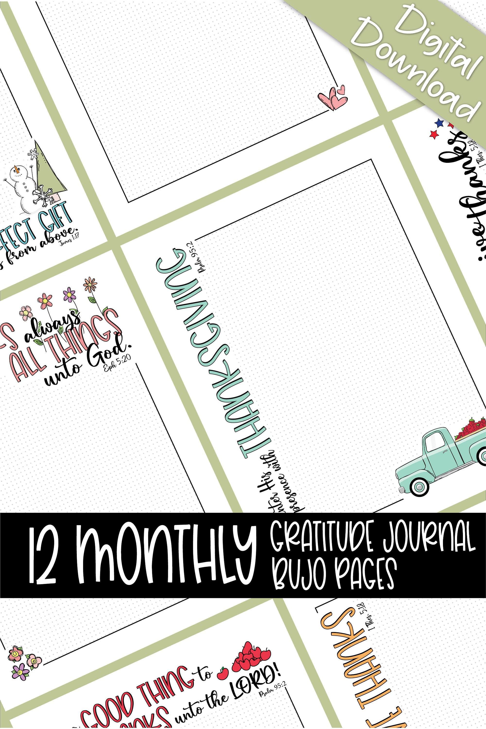 Monthly Gratitude Journal Pages Bible Based Bullet Journal - Etsy