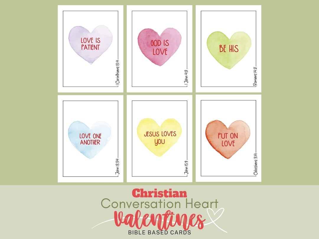 Christian Valentine Cards, Watercolor Hearts, Bible Verse Pngs (digital ...