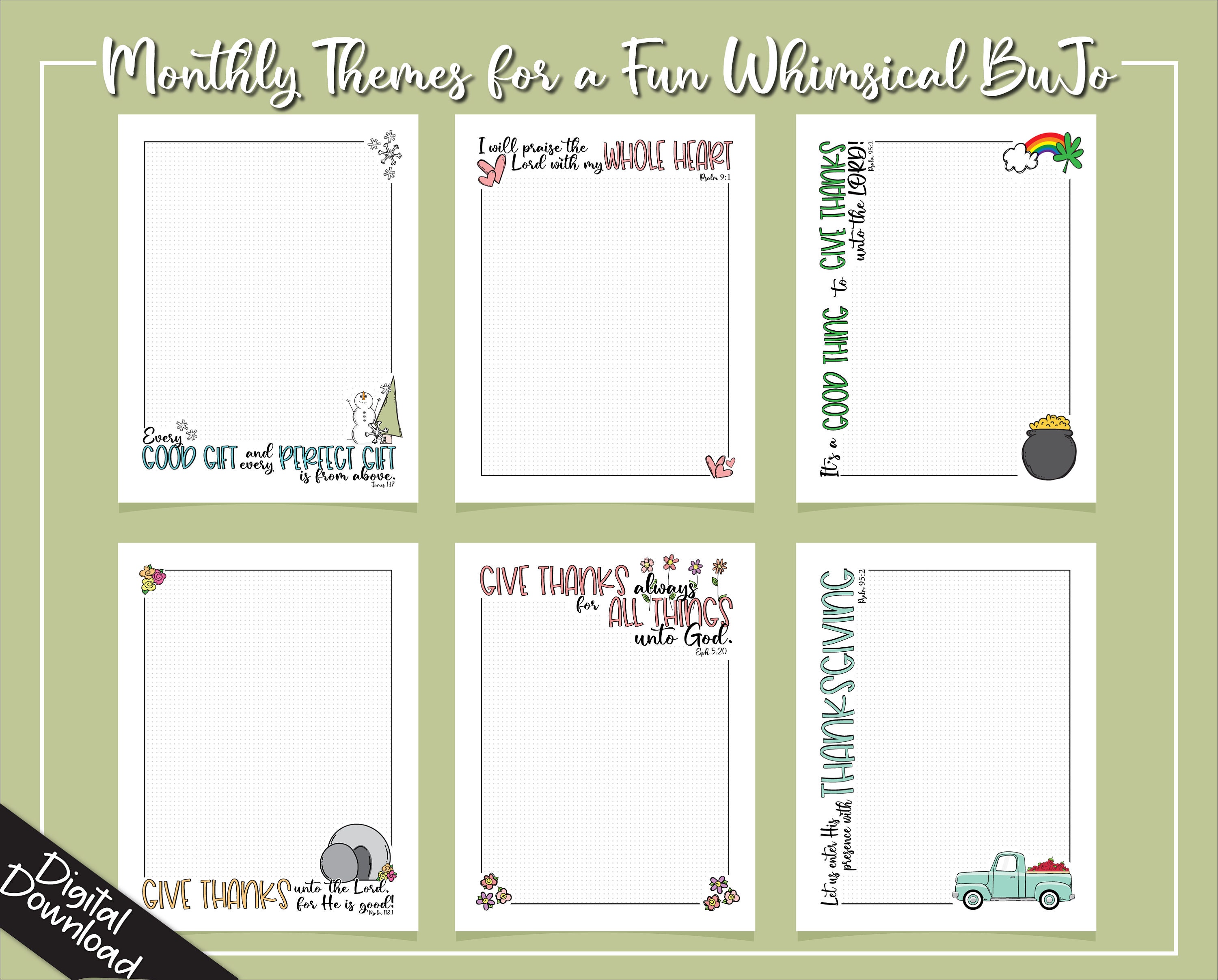 Monthly Gratitude Journal Pages Bible Based Bullet Journal - Etsy