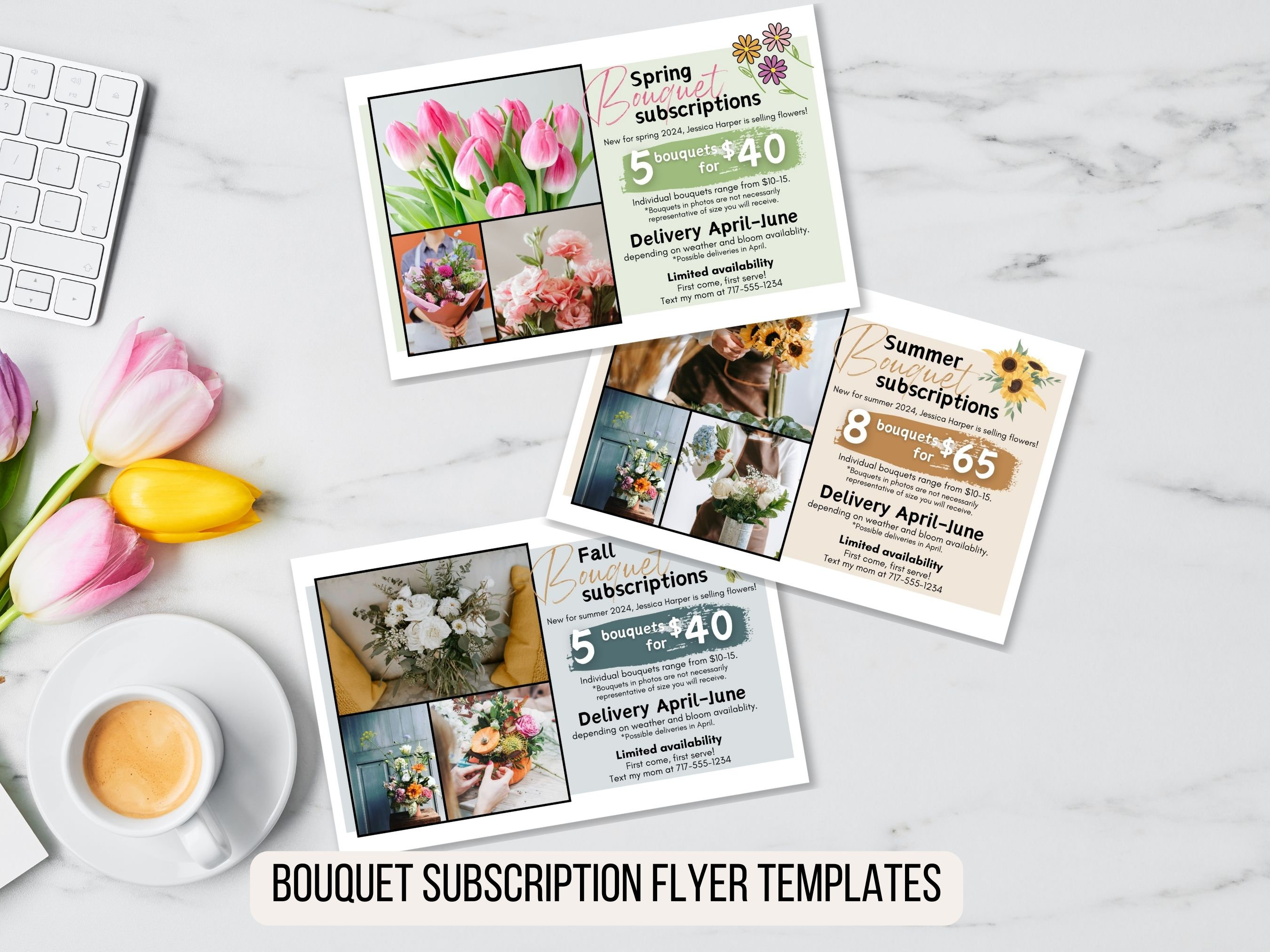 Flower CSA Flyer Template, Flower Subscription Flyer, Bouquet ...