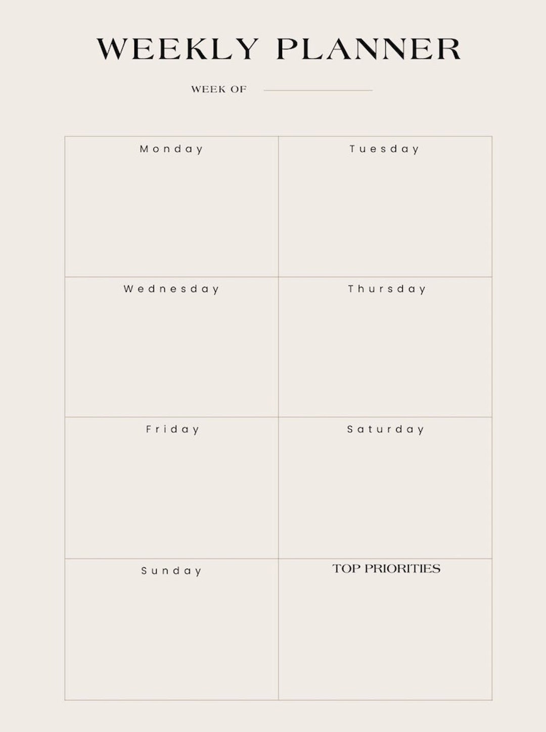 Weekly Planner Digital Download - Etsy
