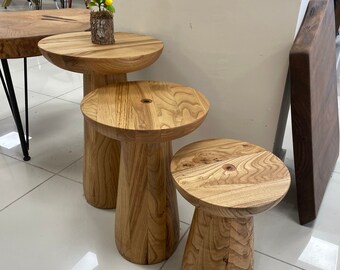 Wood Mushroom Side Table - Etsy