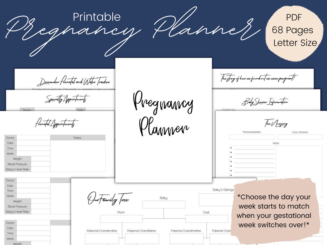 Printable Pregnancy Planner | Journal | Choose the First Day of the ...