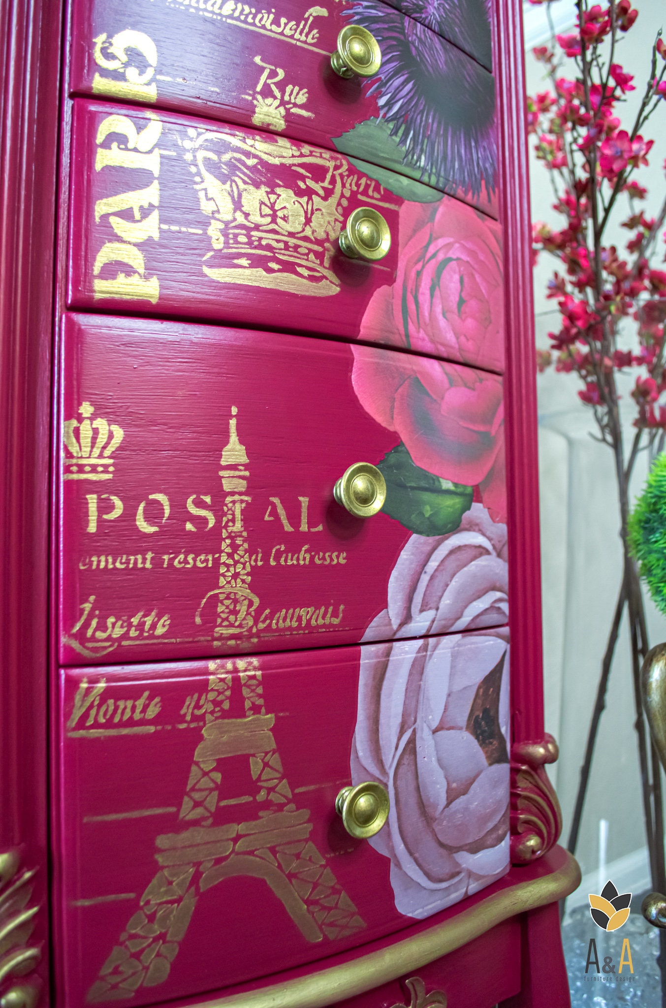 Paris Eiffel Tower Style Jewelry Armoire Floral Jewelry Keepsake ...