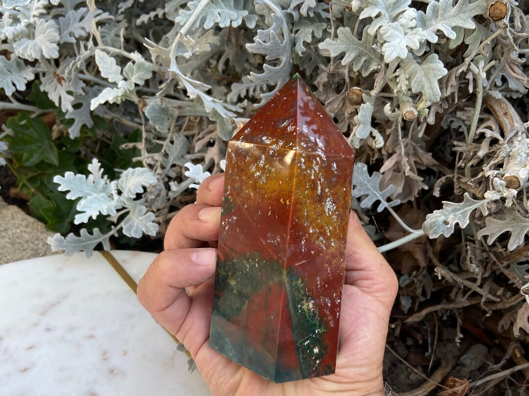 Large Ocean Jasper Tower, Orbicular Jasper, Red Jasper, Snowy ...