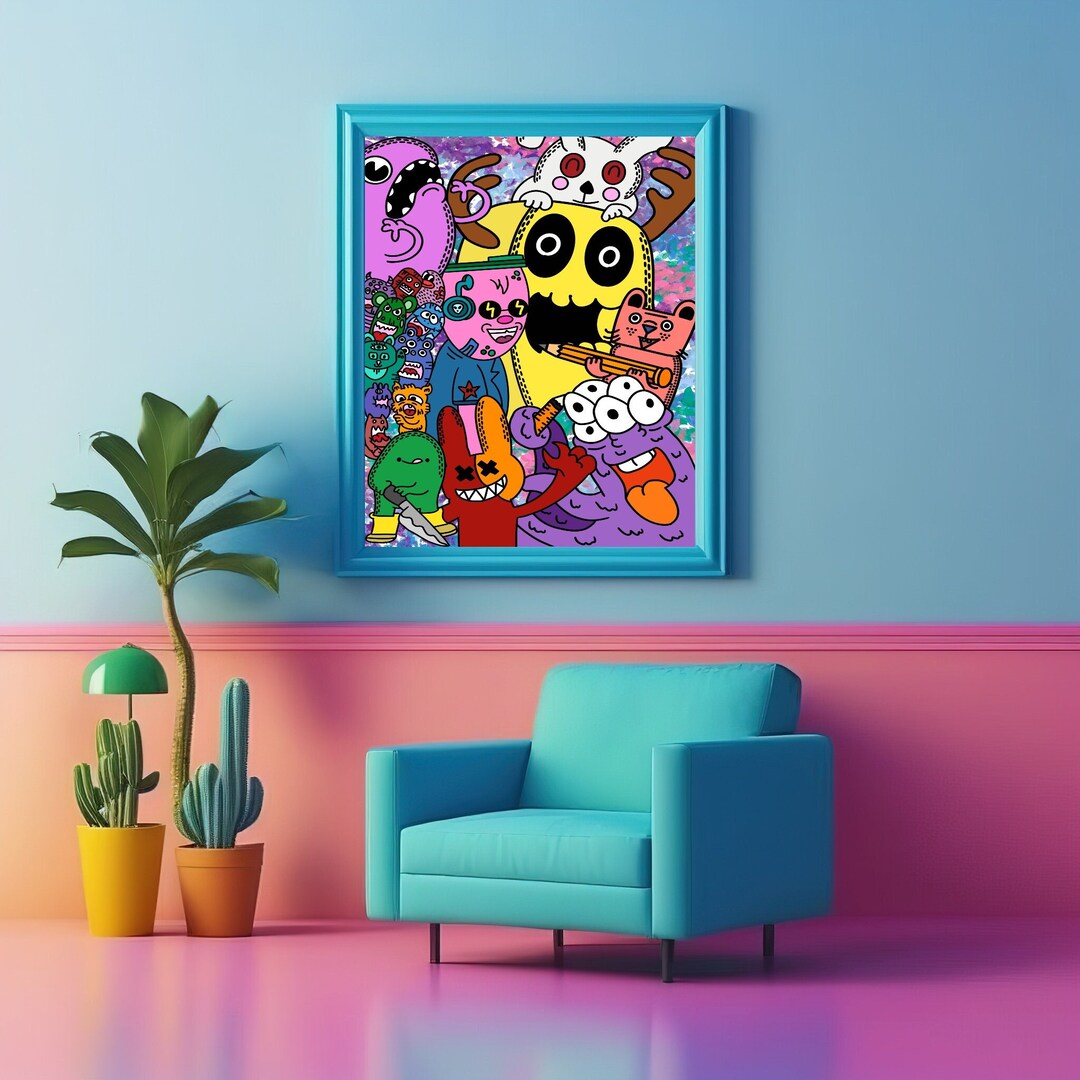 Doodle Art Drawing Print, Wall Art Prints, Living Room Wall Art, Living ...