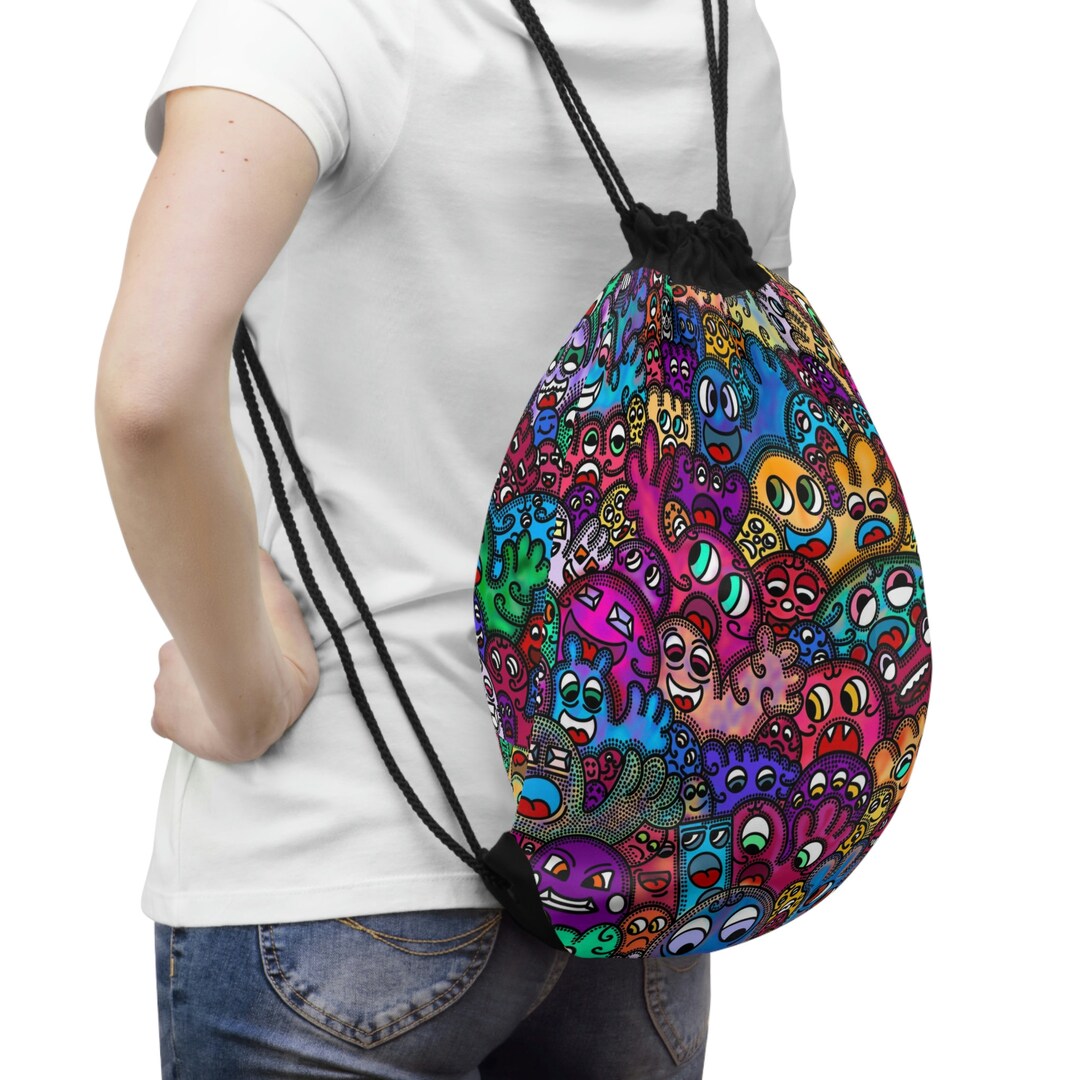 Doodle Art Drawstring Bag Trippy Art Gym Bag Reusable Pop - Etsy