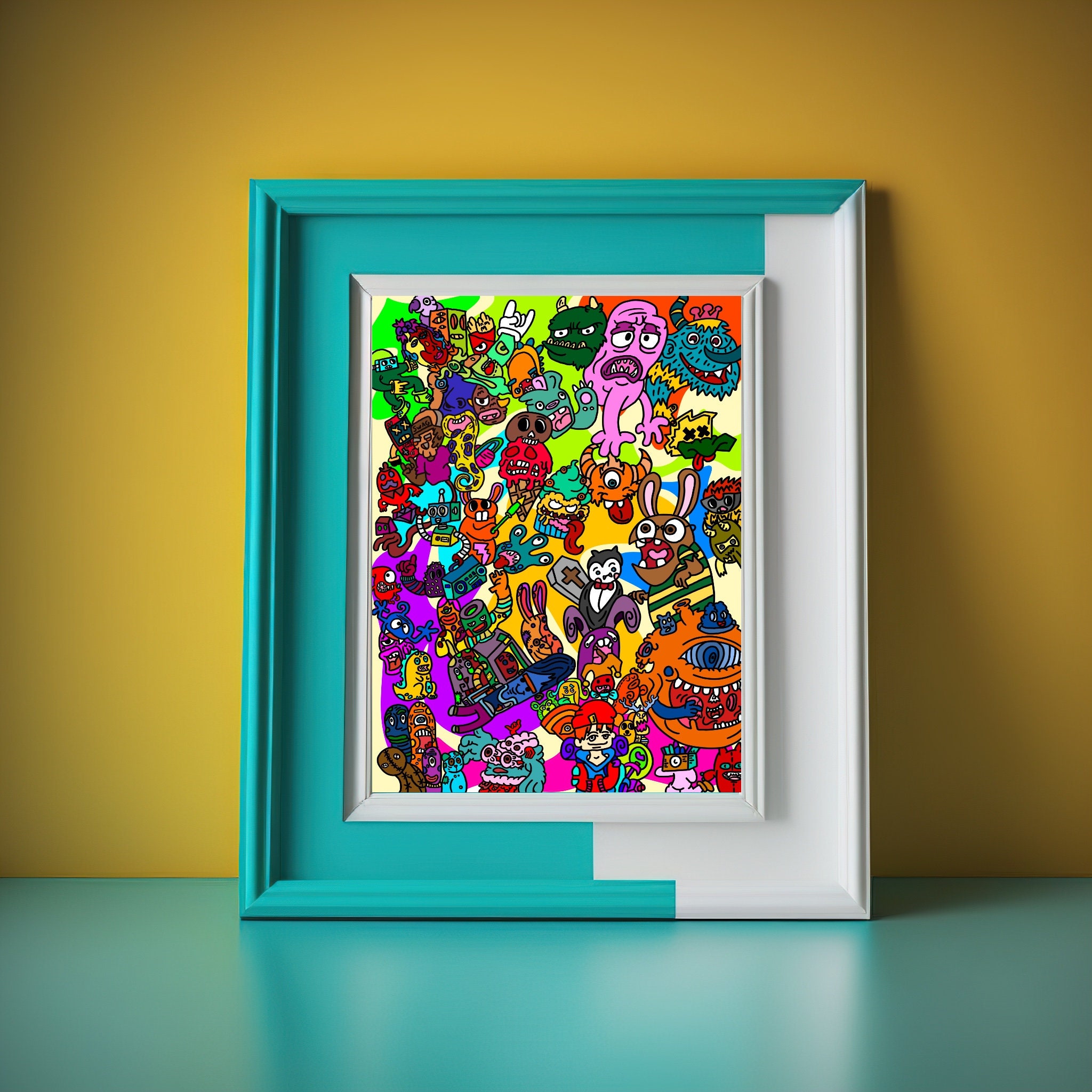 Monster Pop Art Print, Doodle Art Print, Modern Art Print, Modern Wall ...