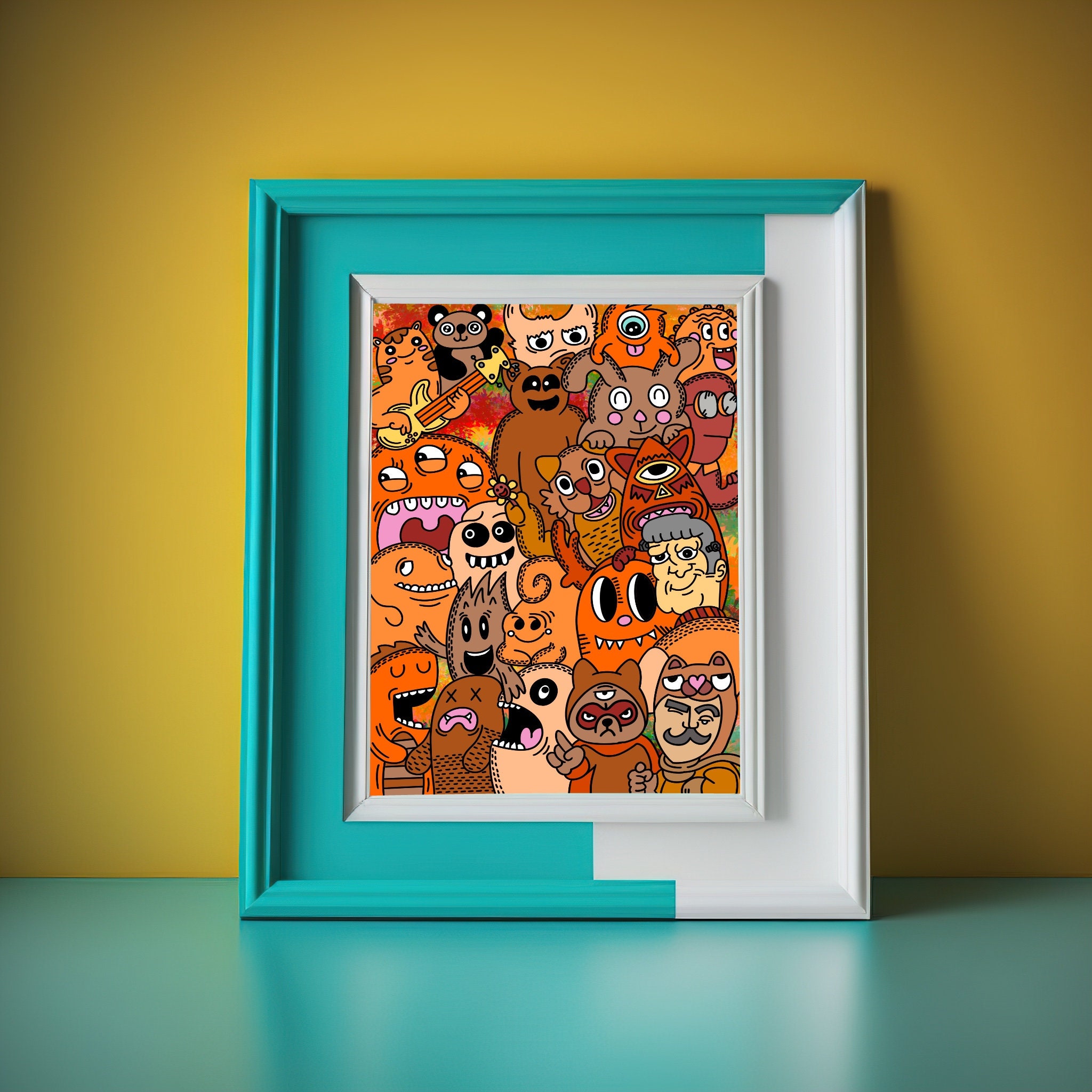 Monster Art Print, Doodle Art Print, Original Art Cartoon, Fall Gift ...