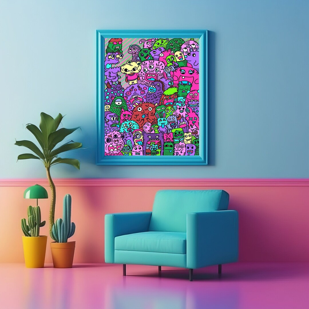 Monster Pop Art Print, Modern Art Print, Trendy Wall Art, Bedroom Wall ...