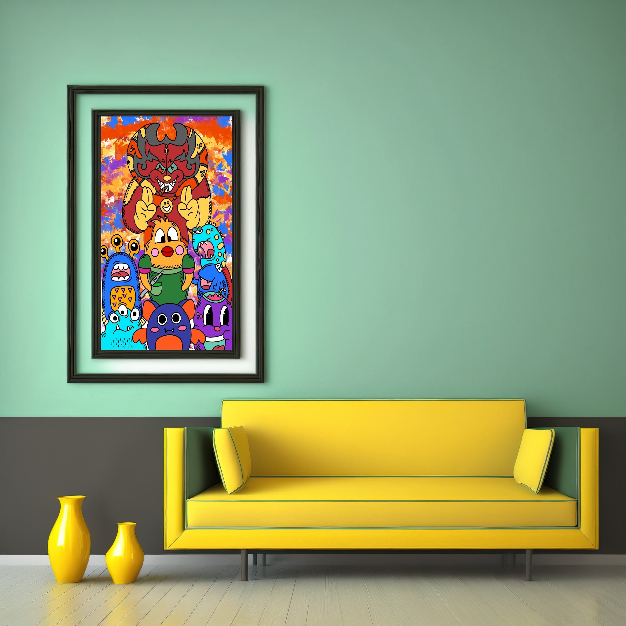 Doodle Art Print, Cartoon Art Print, Modern Wall Art, Graffiti Wall Art ...