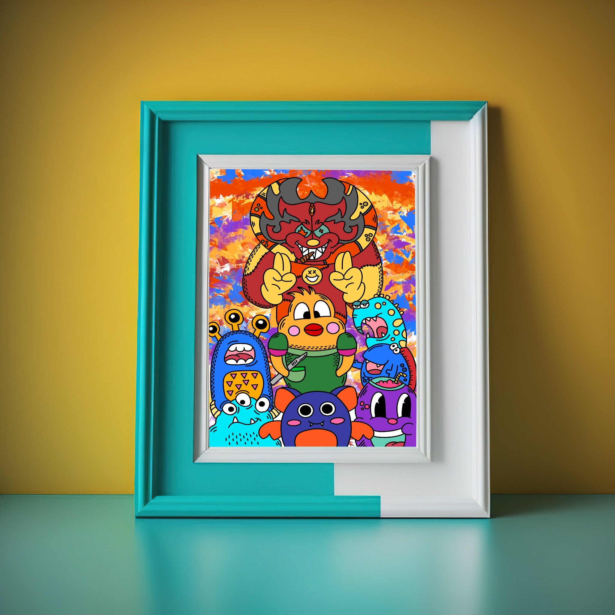 Doodle Art Print, Cartoon Art Print, Modern Wall Art, Graffiti Wall Art ...