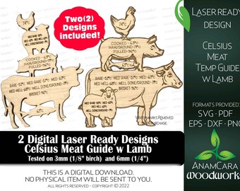 Meat Temperature Guide Laser Ready Cut File - Two Designs | Fahrenheit ...
