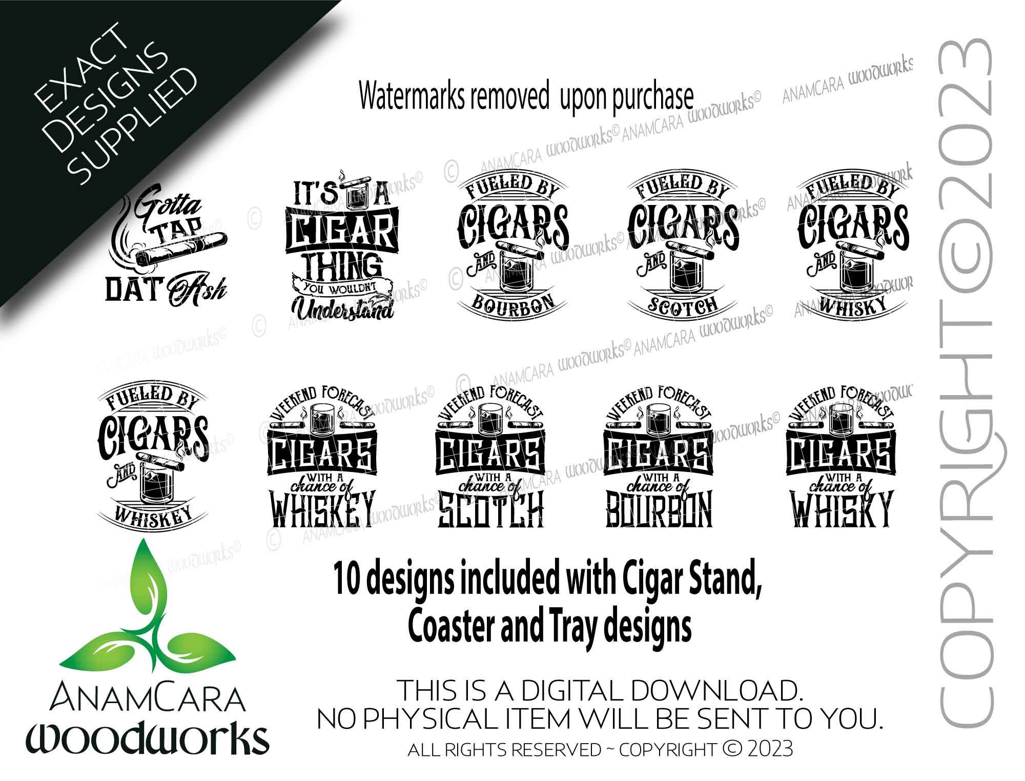 Cigar Stand, Coaster and Tray Laser Ready W 10 Designs | Glowforge Cut ...