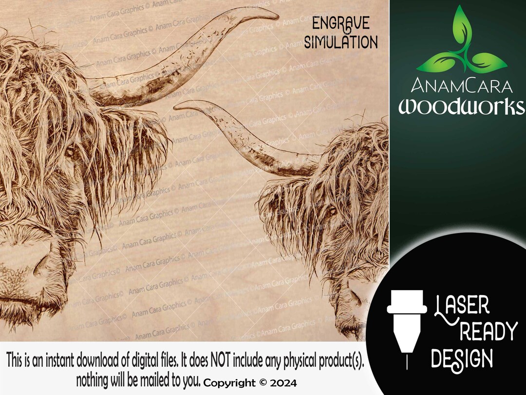 Half Face Highland Cow Peeking Hand Drawn Illustration | Grayscale ...