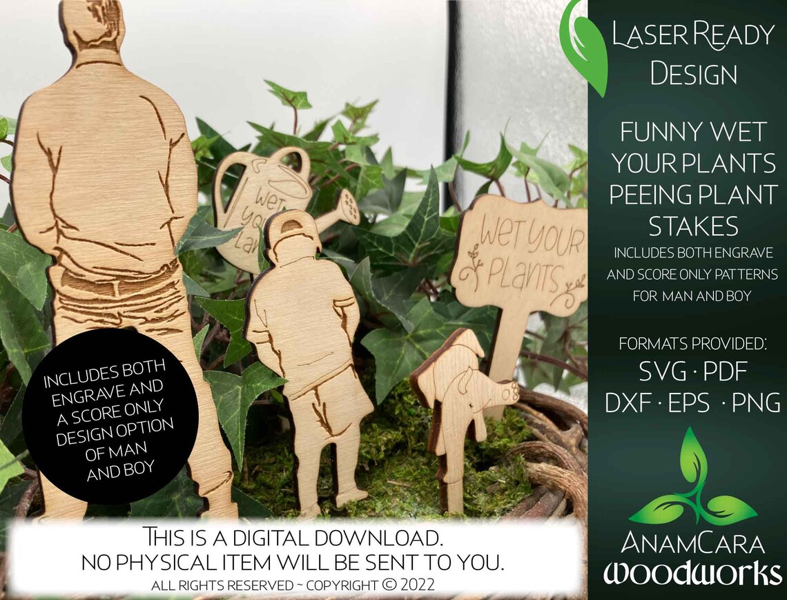 Funny Wet Your Plants Peeing Plant Stakes Bundle \ Laser Ready Design ...