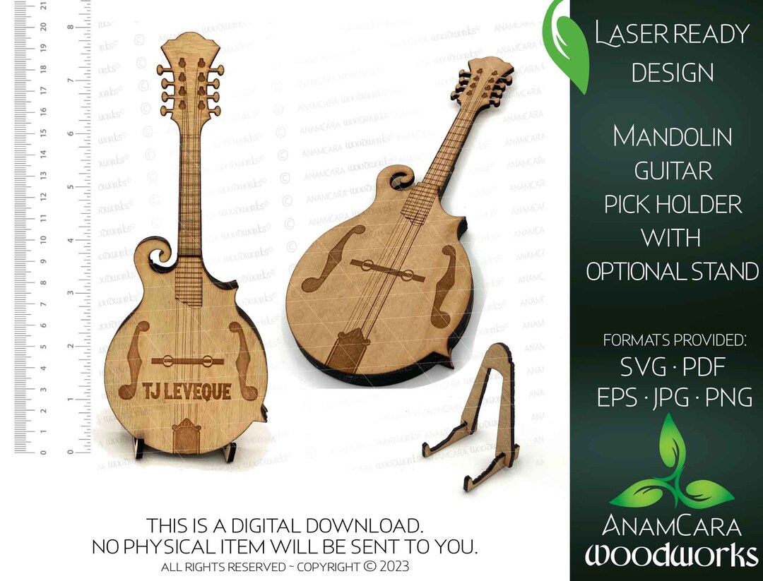 Mandolin Guitar Pick Holder Laser Ready Design | Glowforge Cut File ...