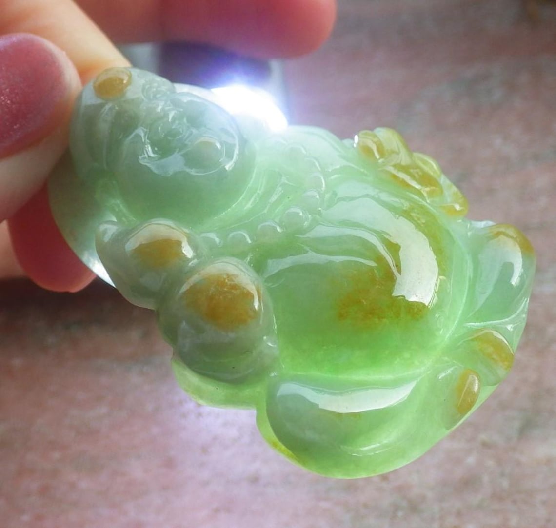 Certified Hand Carved Natural Burma A Jade Jadeite Happy Buddha God ...