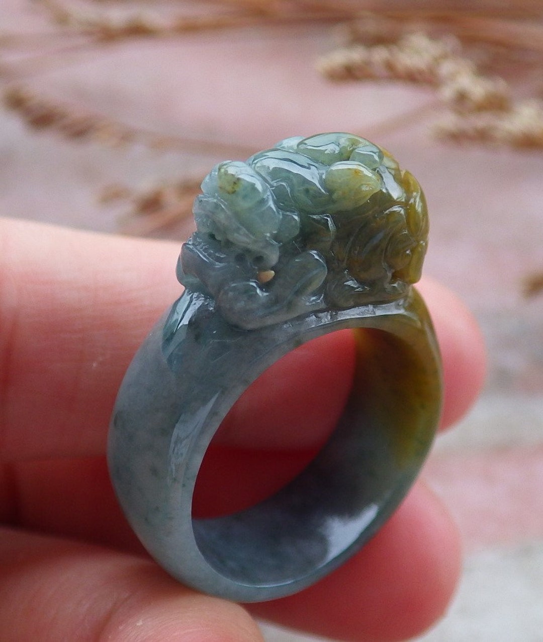 Certified Hand Carved Blue Water Green Yellow Natural Myanmar Burma A ...