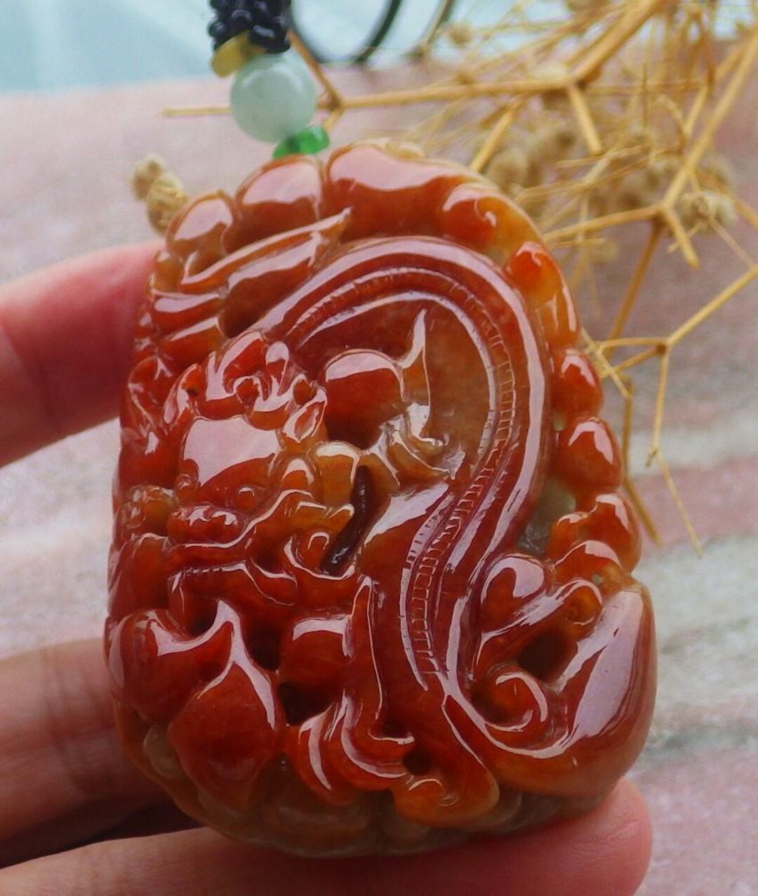 Certified Hand Carved Natural Myanmar Burma A Jade Jadeite Dragon Lucky ...
