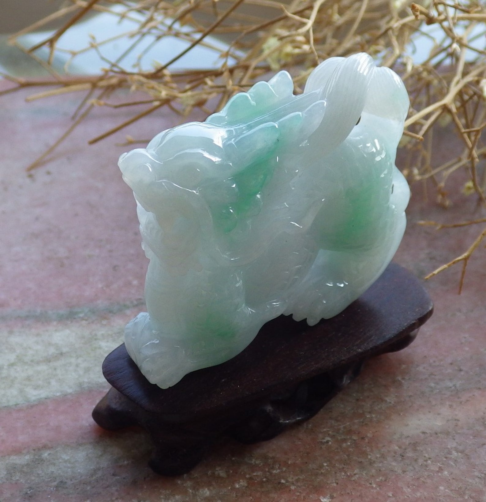 Certified Hand Carved Natural Green Myanmar Burma A Jade Jadeite Dragon ...