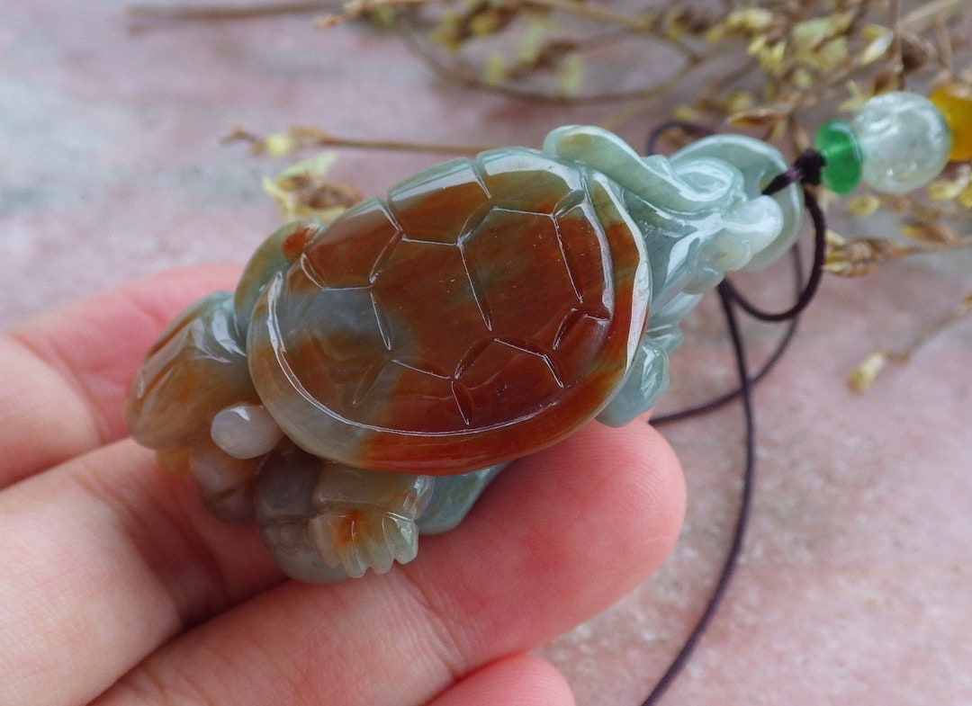 Certified Hand Carved Natural Myanmar Burma Grade A Jade Jadeite Dragon Turtle Snake Lucky ...