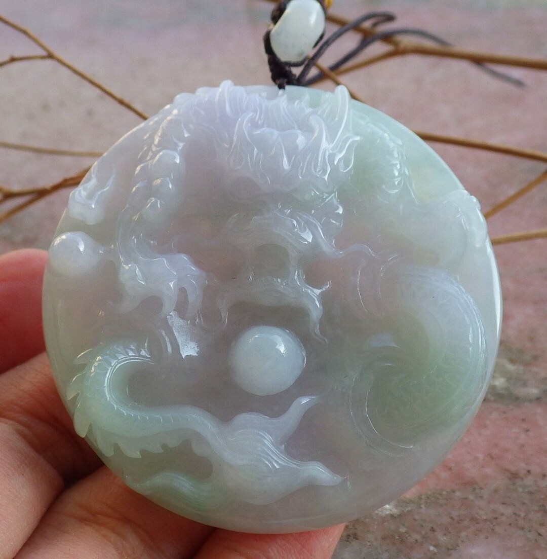 Certified ICY Lavender Hand Carved Natural Myanmar Burma A Jade Jadeite ...