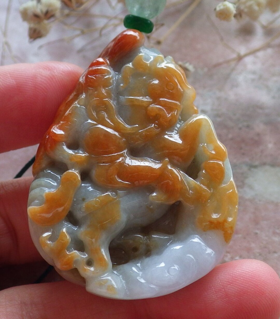 Certified Hand Carved Natural Myanmar Burma A Jade Jadeite Fight God ...