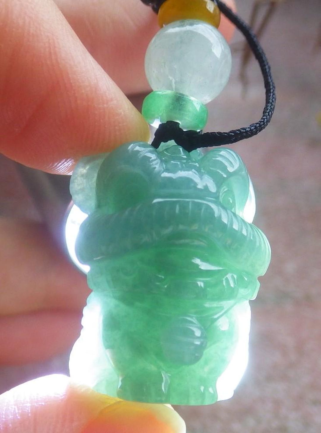 Certified Hand Carved Natural Myanmar Burma A Jade Jadeite Dragon Lion ...