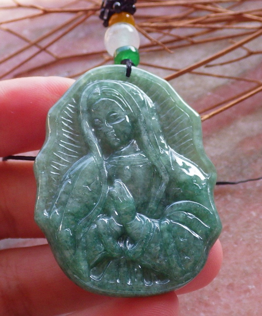 Certified Hand Carved Natural Myanmar Burma A Jade Jadeite Catholic ...