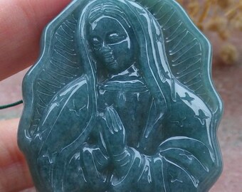 Certified Hand Carved Natural Myanmar Burma A Jade Jadeite Catholic ...