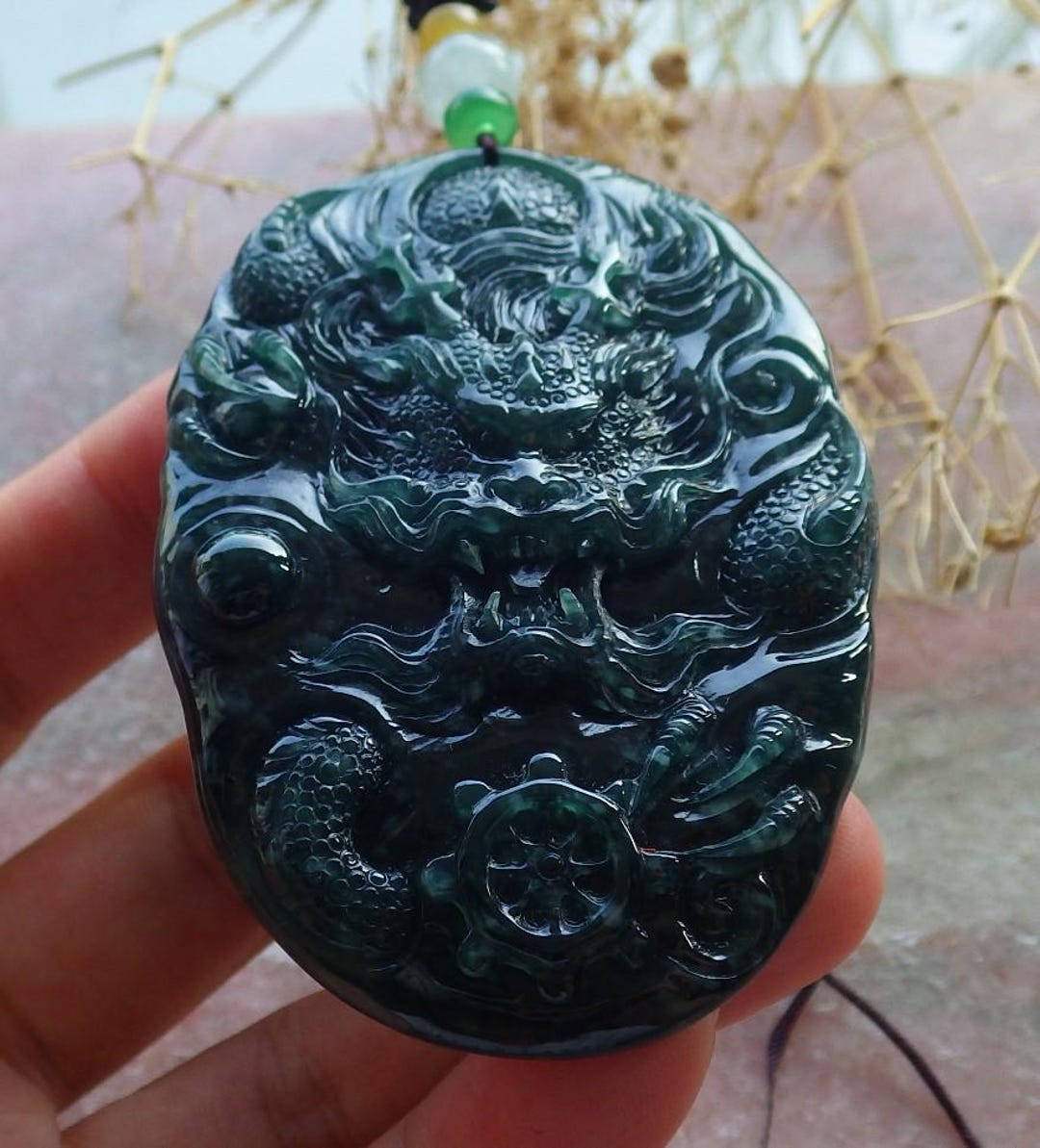 Certified Hand Carved Natural Myanmar Burma A Jade Jadeite Dragon Spit ...