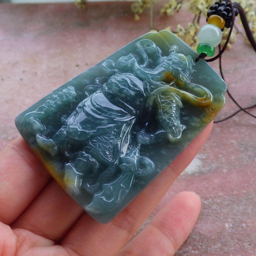 Certified Hand Carved Natural Myanmar Burma A Jade Jadeite Fight God ...