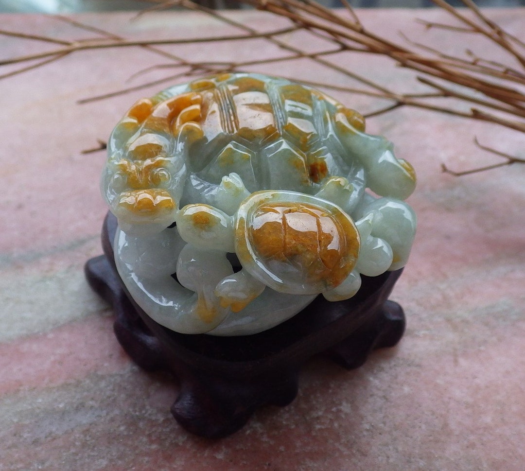 Certified Hand Carved Natural Burma Grade A Jade Jadeite Dragon Turtle ...