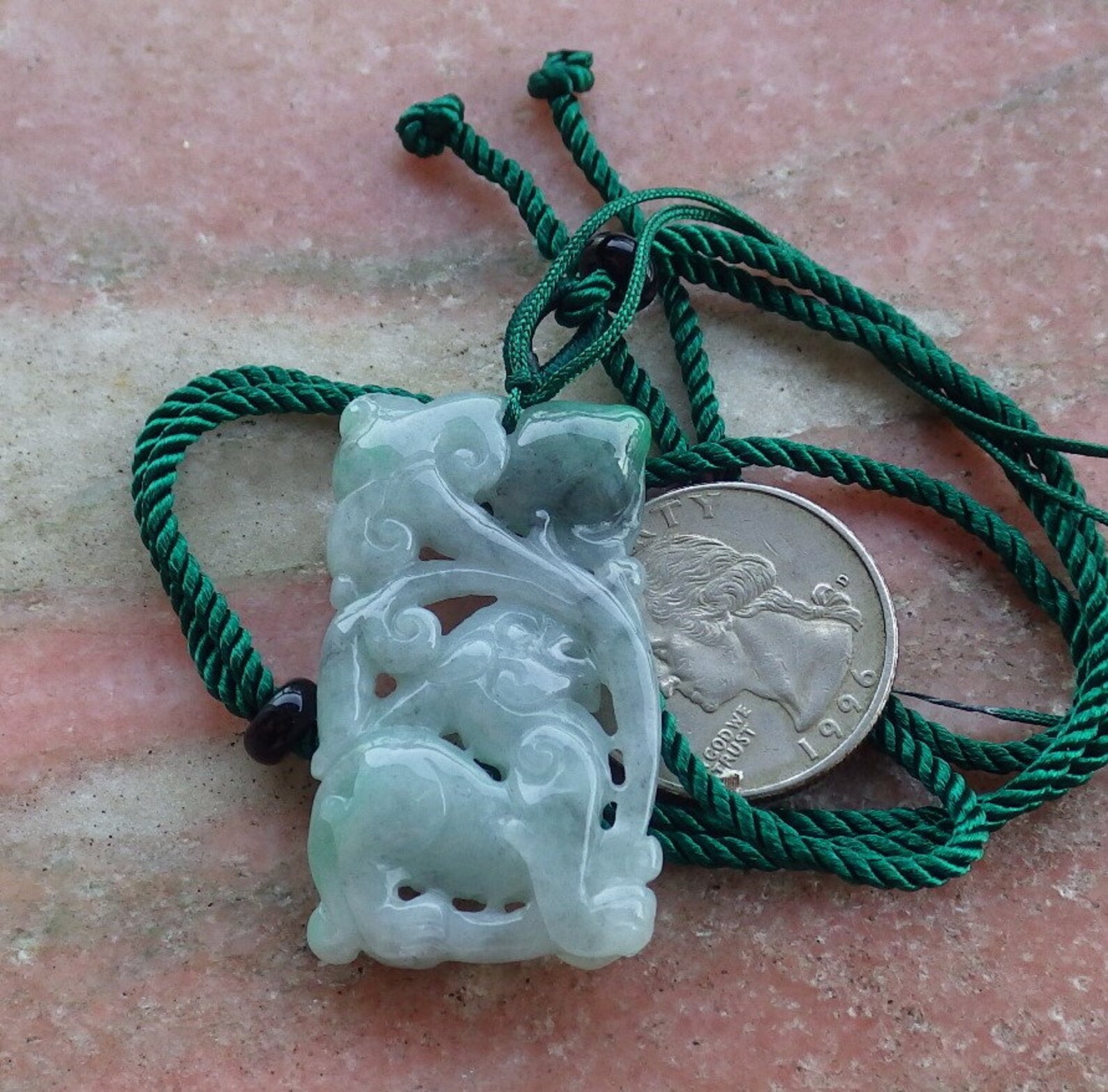 Certified Hand Carved Natural Myanmar Burma A Jade Jadeite Dragon Peach ...