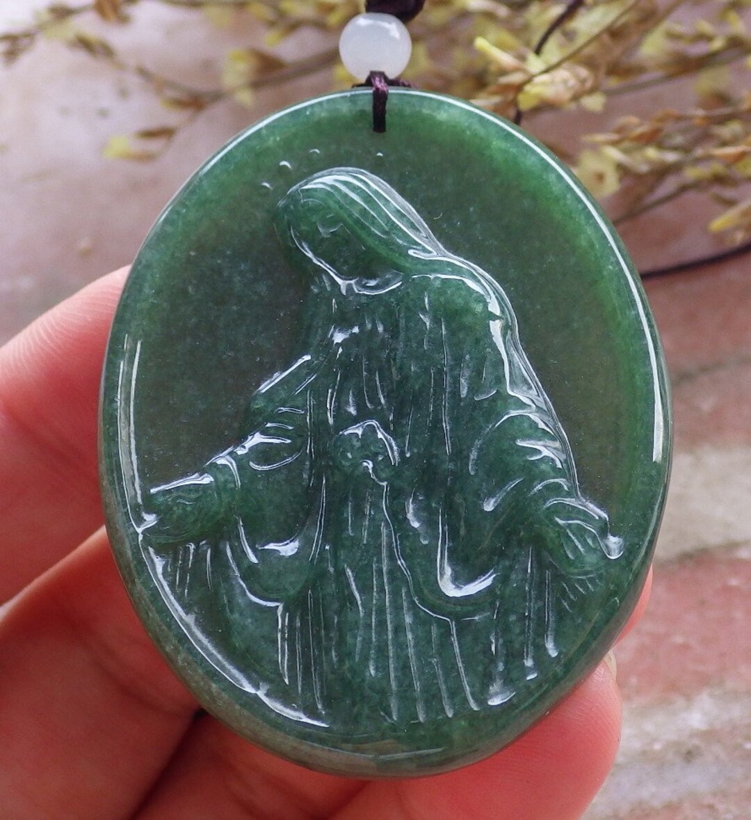 Certified Hand Carved Natural Myanmar Burma A Jade Jadeite Catholic ...