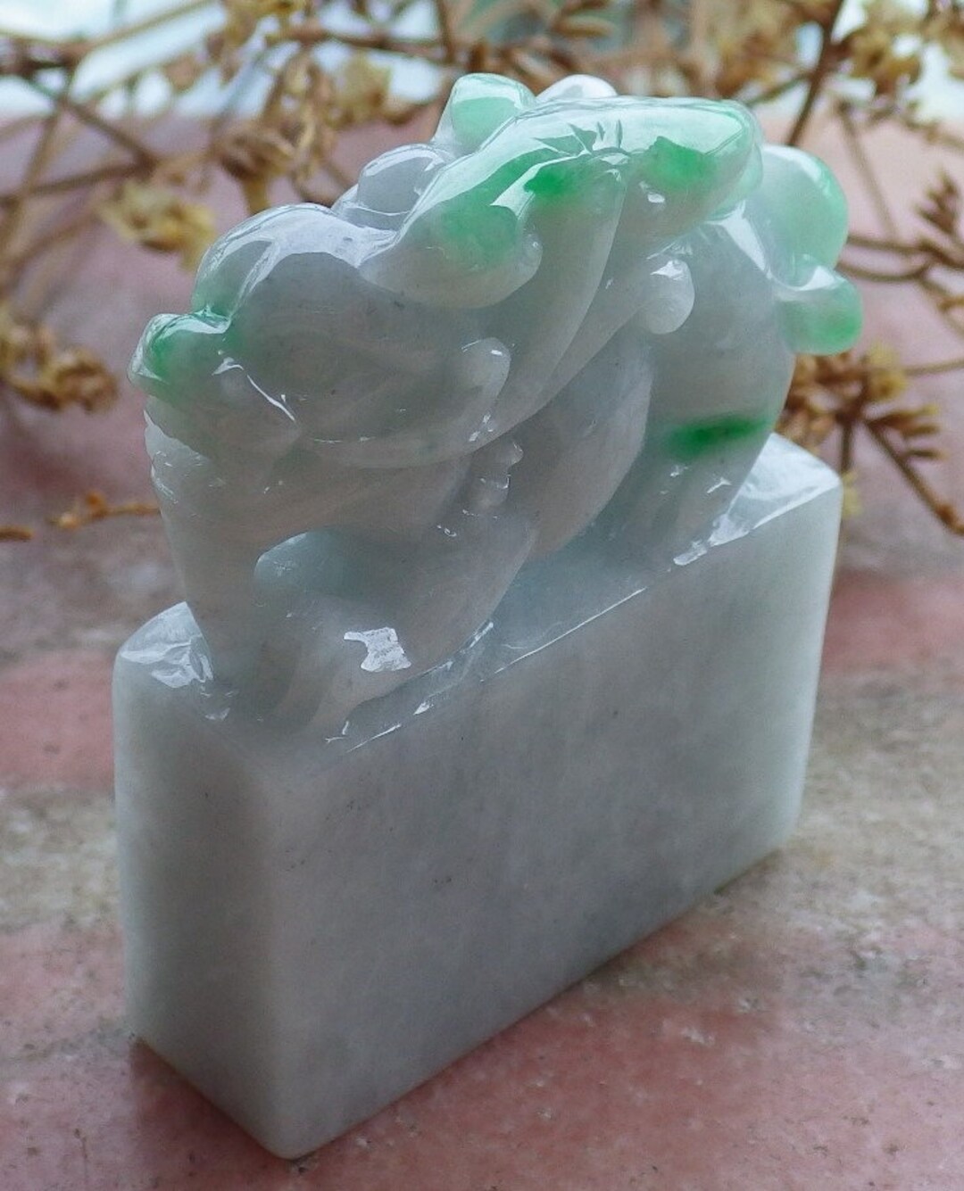 Certified Hand Carved Green Natural Myanmar Burma A Jade Jadeite Dragon ...