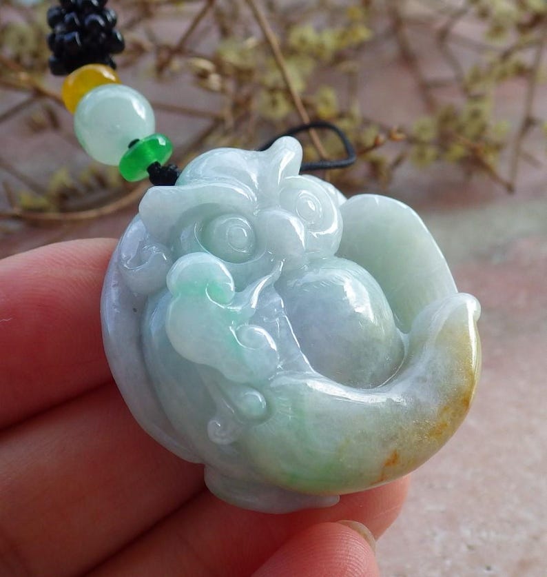 Certified Hand Carved Natural Myanmar Burma A Jade Jadeite Owl Lucky ...