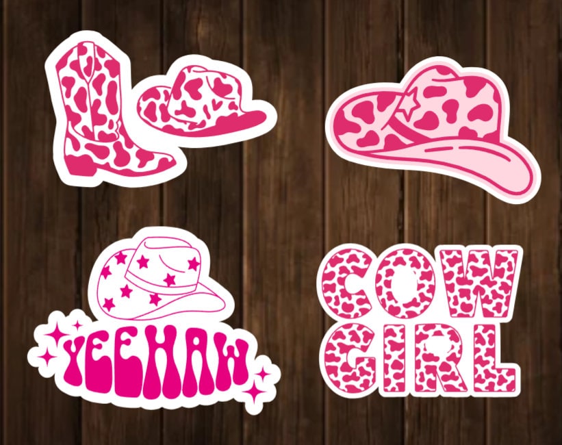 Cowgirl Stickers, Cowboy Boots Stickers, Cowboy Hat Stickers, Pink ...