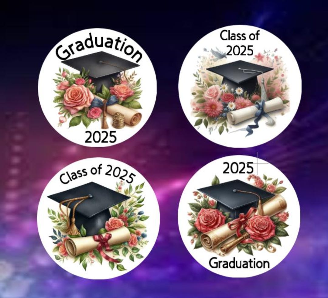 Graduation Cap With Flowers, Graduation Stickers, Grad 2025, Class of ...
