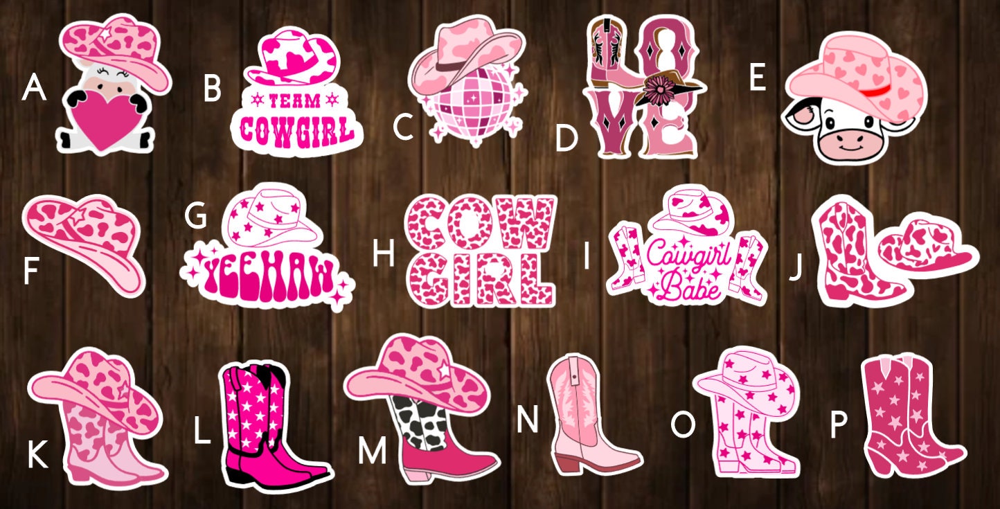 Cowgirl Stickers, Cowboy Boots Stickers, Cowboy Hat Stickers, Pink ...
