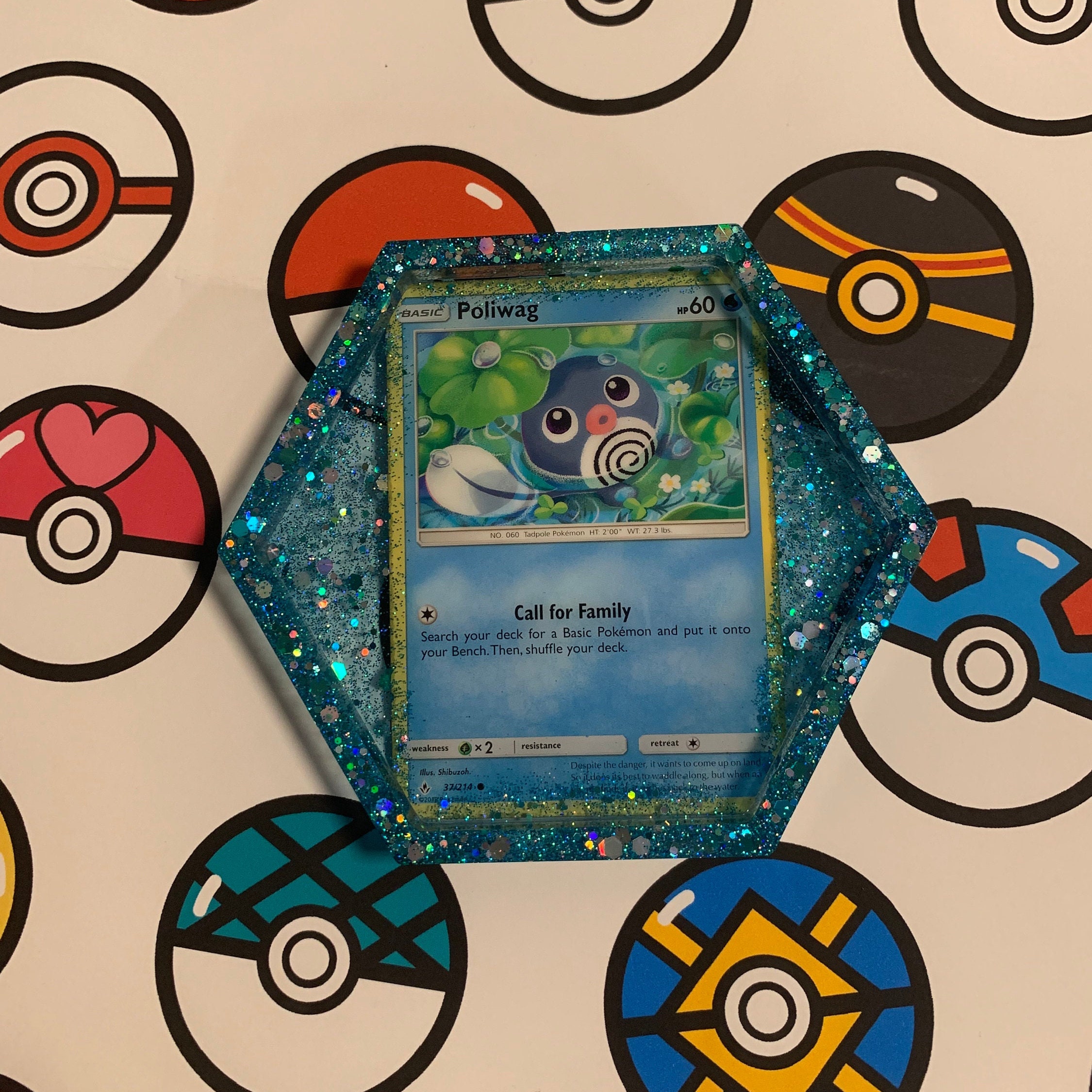 Water Type Pokemon Resin Coaster Hexagon / Trinket Dish Handmade ...
