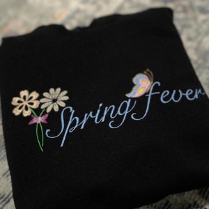 Cute Spring Embroidered Oversized Sweatshirt, Flowers Plant Crewneck ...