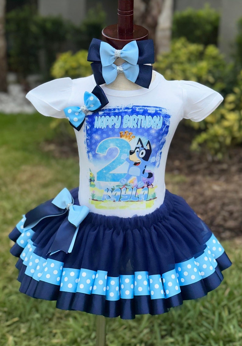 Bluey Girl Blue Tutu Set Blue Tutu Set Girl Birthday Girls - Etsy