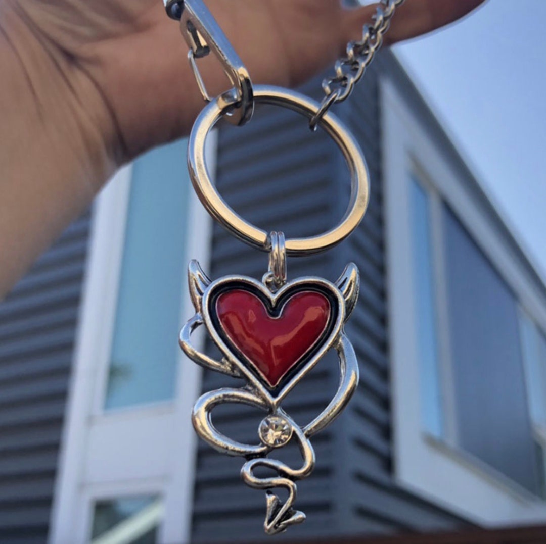 Punk Love Heart Futuristic Devil Chain Choker Necklace Y2K Necklace for ...